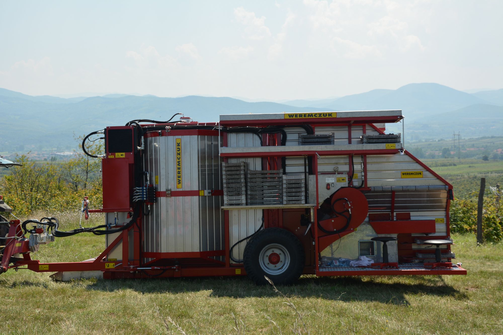 Red raspberries harvesting with KAREN harvester in the main ...